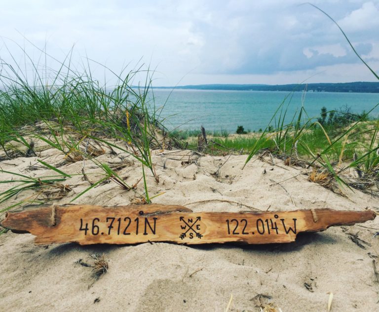 Custom Driftwood Sign With Longitude Latitude Coordinates