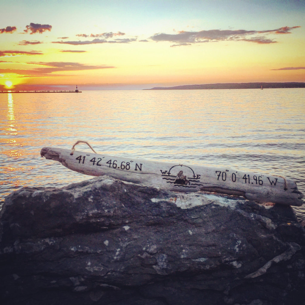Custom Mermaid Driftwood GPS Coordinate Sign