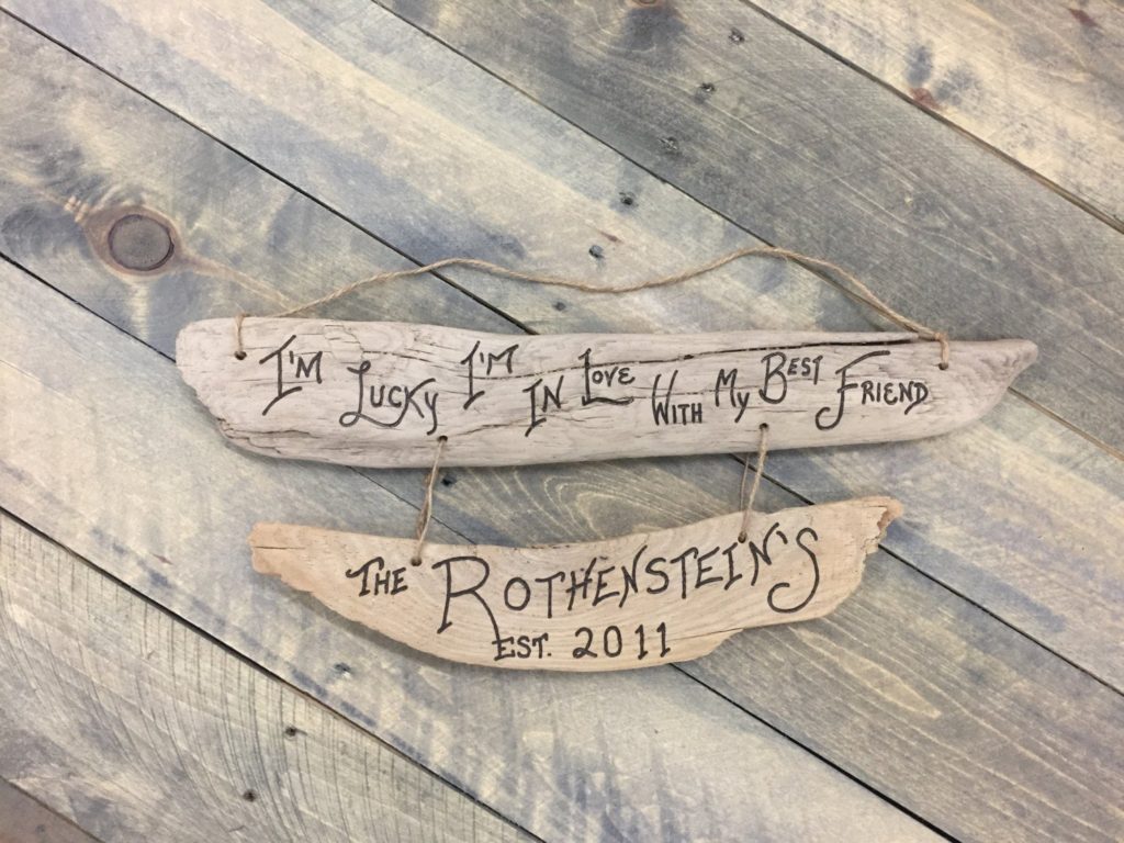 Two Tier Driftwood Coordinate Established Date Sign